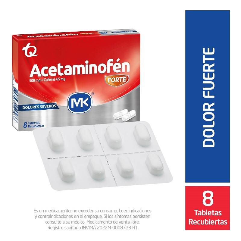 Acetaminofen Forte 8 Tabletas Mk – Droguería Luz Mar
