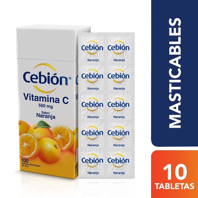 Cebion Masticable Naranja 100 Tabletas – Droguería Luz Mar